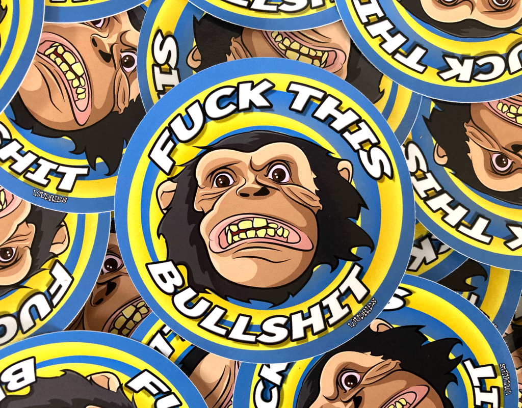 Sketchy Monkey 10cm vinyl sticker - Loudribs.com